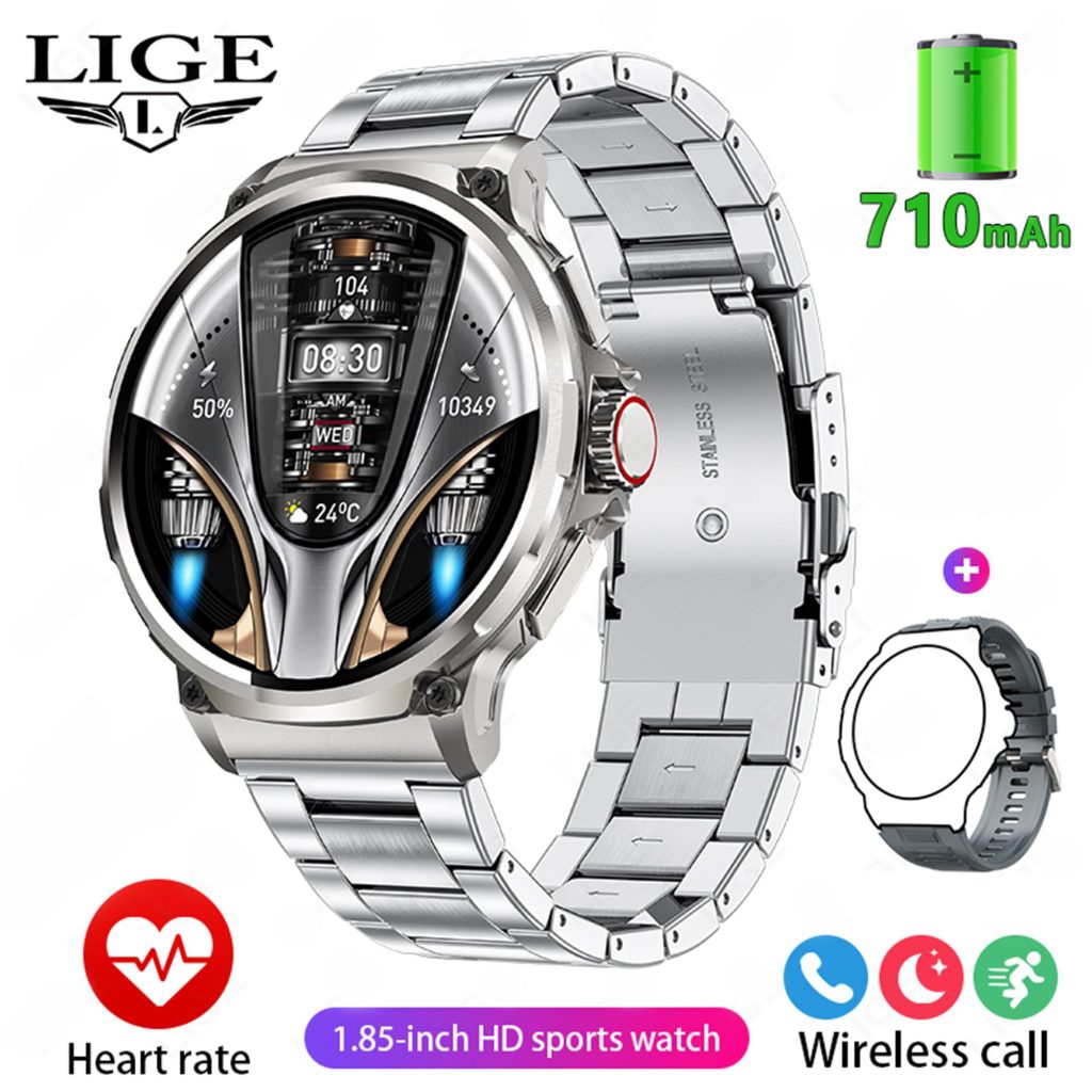 LIGE New 710mAh Battery Waterproof Rugged Smart Watch 2025